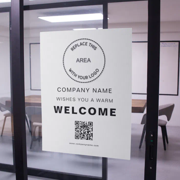 Willkommen bei Unternehmen Ihr Logo QR Code Weiß Poster | Zazzle.de