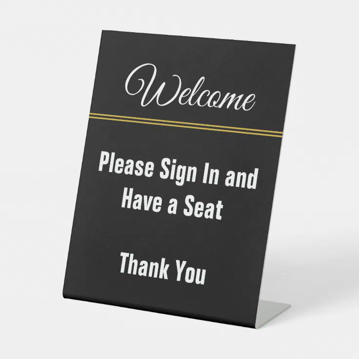 Willkommen Weißes Skript Bitte melden Sie sich an Sockelschild | Zazzle.de