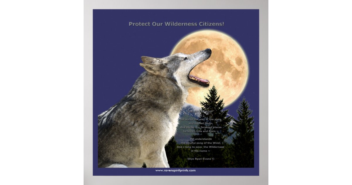 WOLF HOWL & MOON Art Poster | Zazzle.de